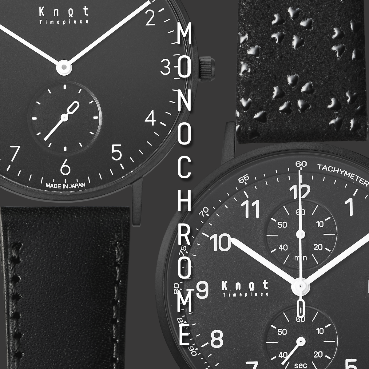 Knot CS-36ASVGR 腕時計 メンズ レディース クォーツ ブラック 日本製 36mm スモールセコンド – Maker's Watch Knot