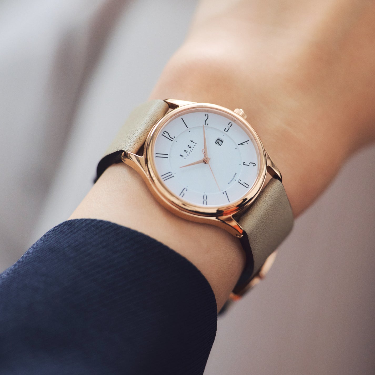 Knot CS-32ARGWH 腕時計 メンズ レディース ソーラー ローズゴールド ホワイト 日本製 32mm アラビック – Maker's Watch Knot