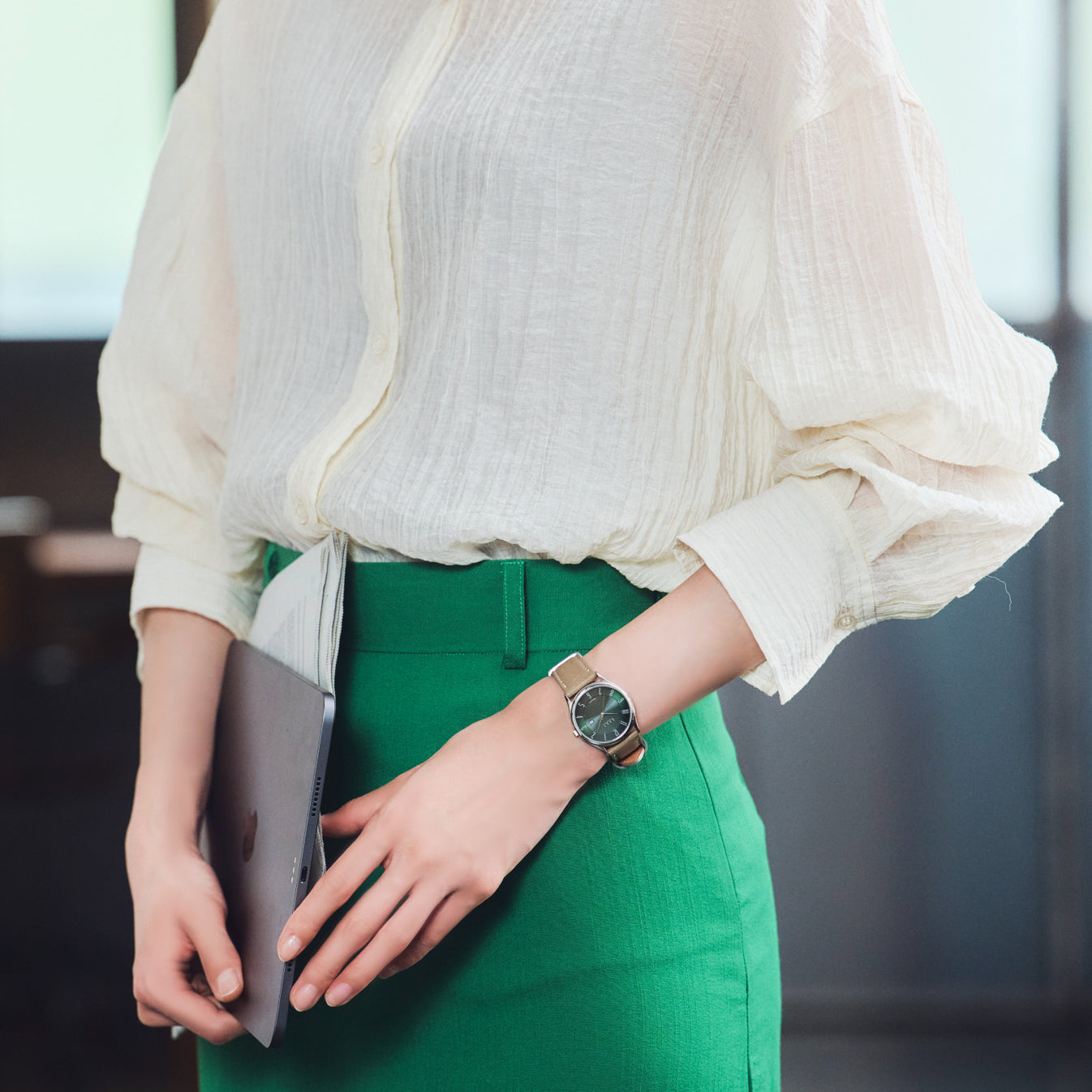 Knot CS-32ASVGN 腕時計 メンズ レディース ソーラー グリーン 日本製 32mm アラビック – Maker's Watch Knot